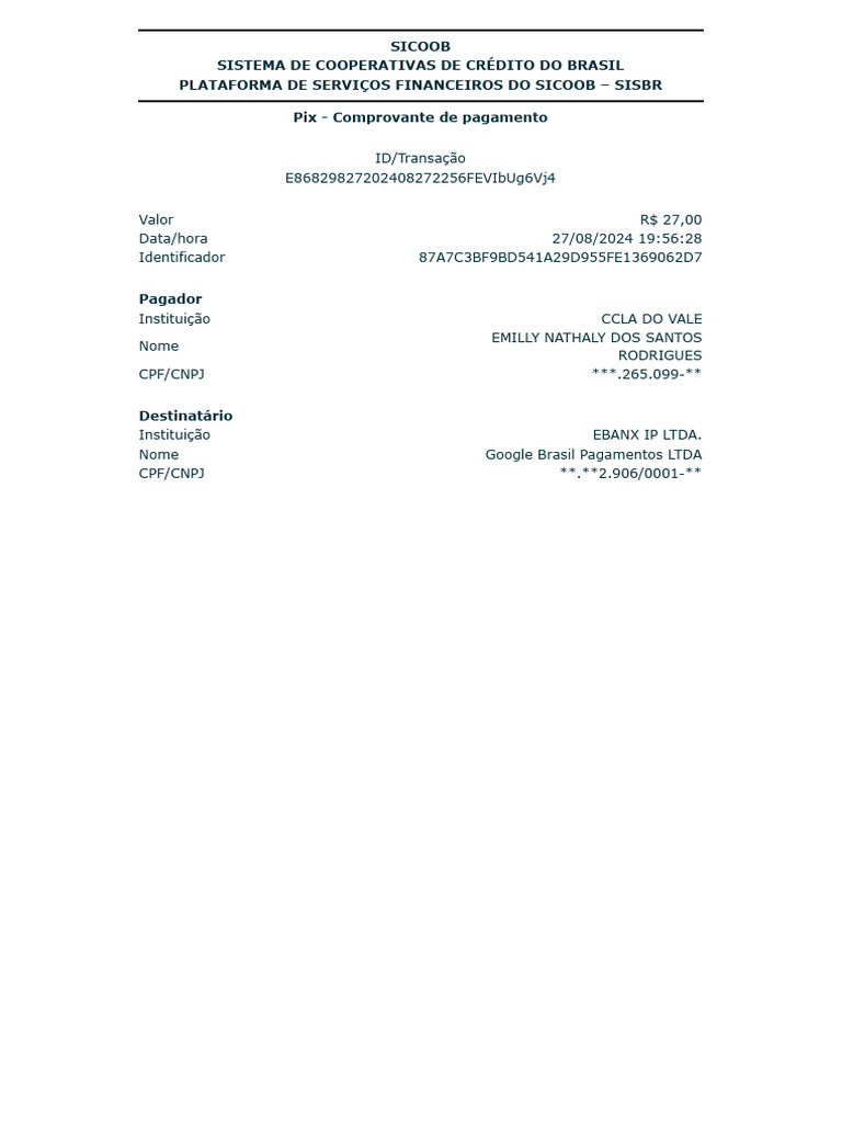 Pix Comprovante (Optional (27-08-2024 19-56-35) ) | PDF