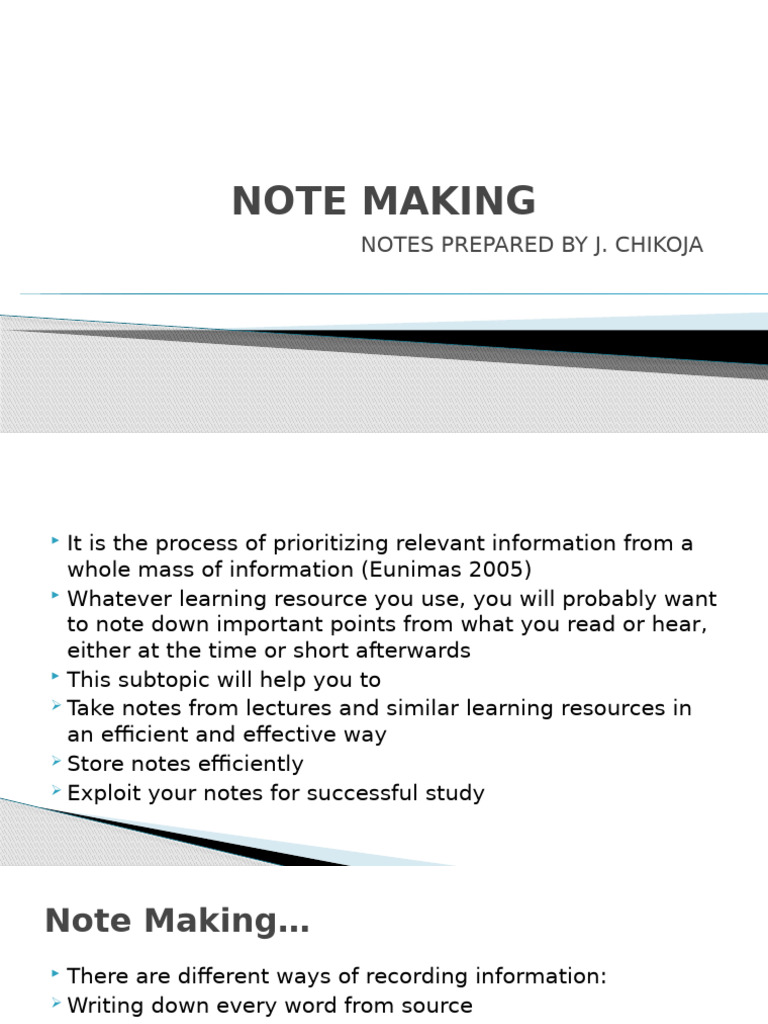 Note-Taking and Note Making | PDF