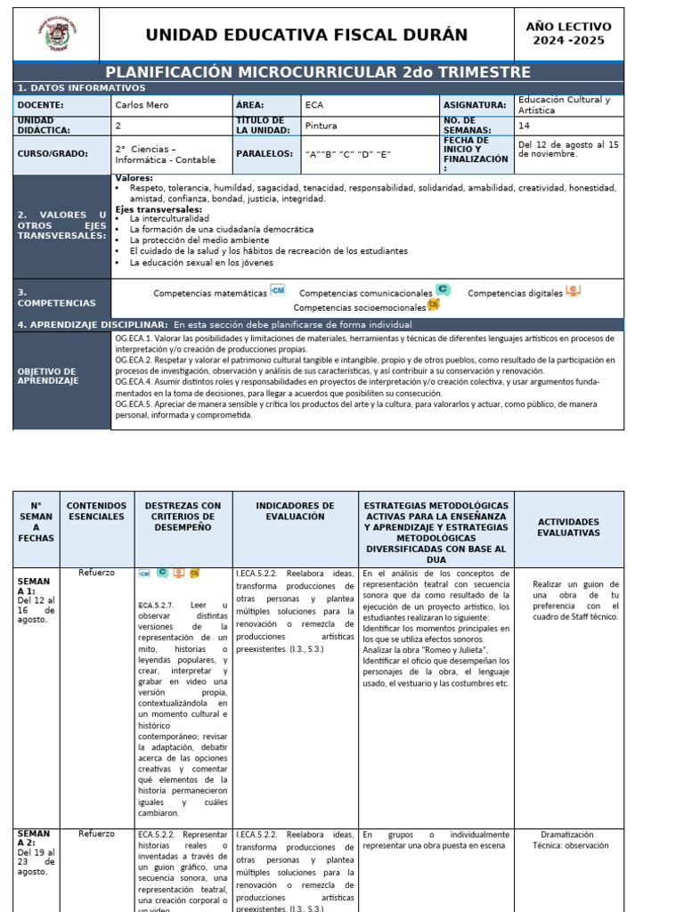 Planificación 2do Tri Eca 2do Año 2024 | PDF