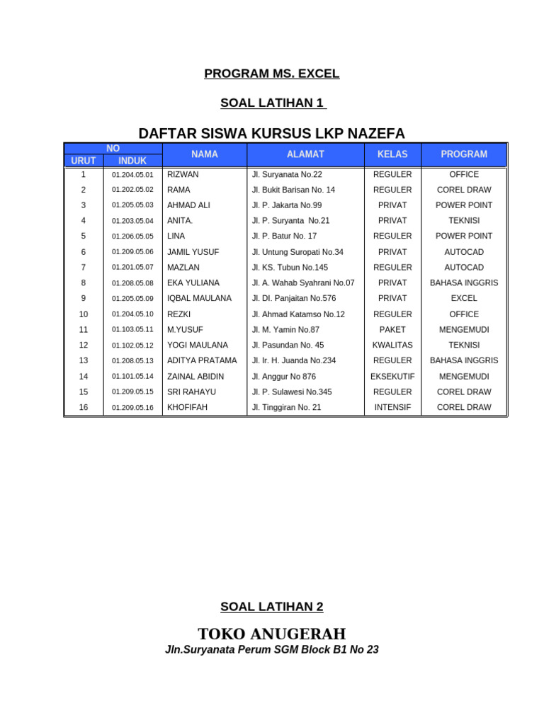 PROGRAM MS EXCEL | PDF