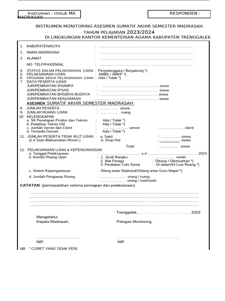 Instrumen PAS-MA2023 | PDF