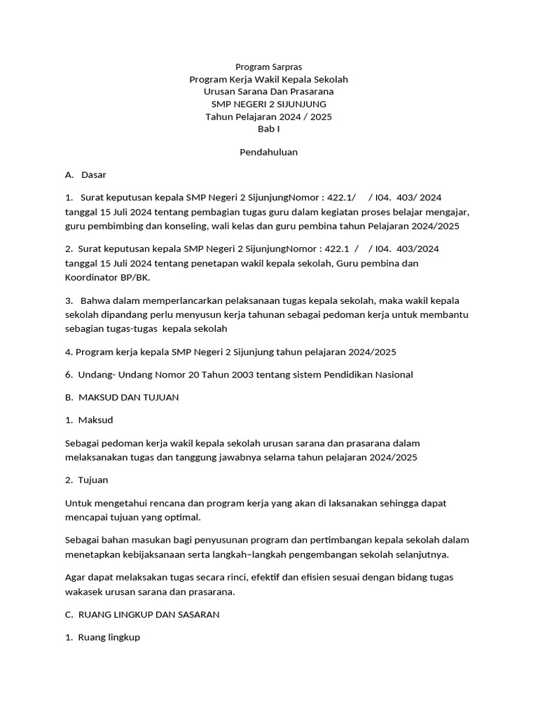 Program Sarpras 2 | PDF