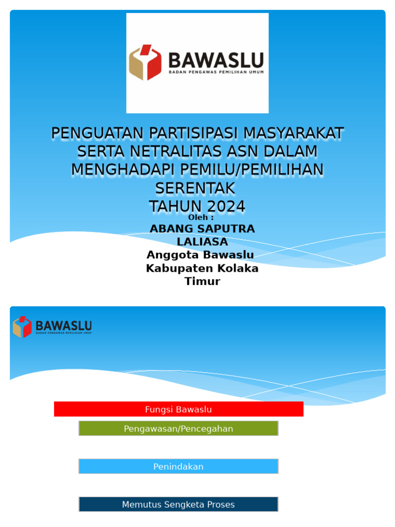 Penguatan Partisipasi Masyarakat Pemilu Pemilihan 2024 | PDF