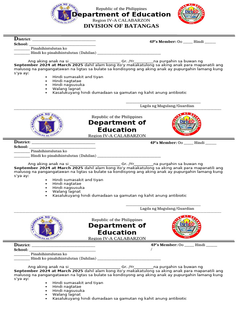 DEWORMING CONSENT September 2024 March 2025 | PDF