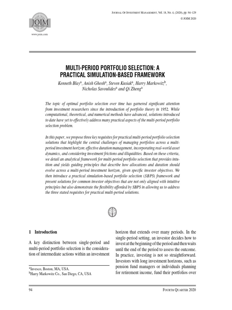 Joim Multi Period Portfolio Selection | PDF | Bond Duration | Business