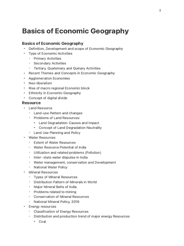 Basics of Economic Geography | PDF