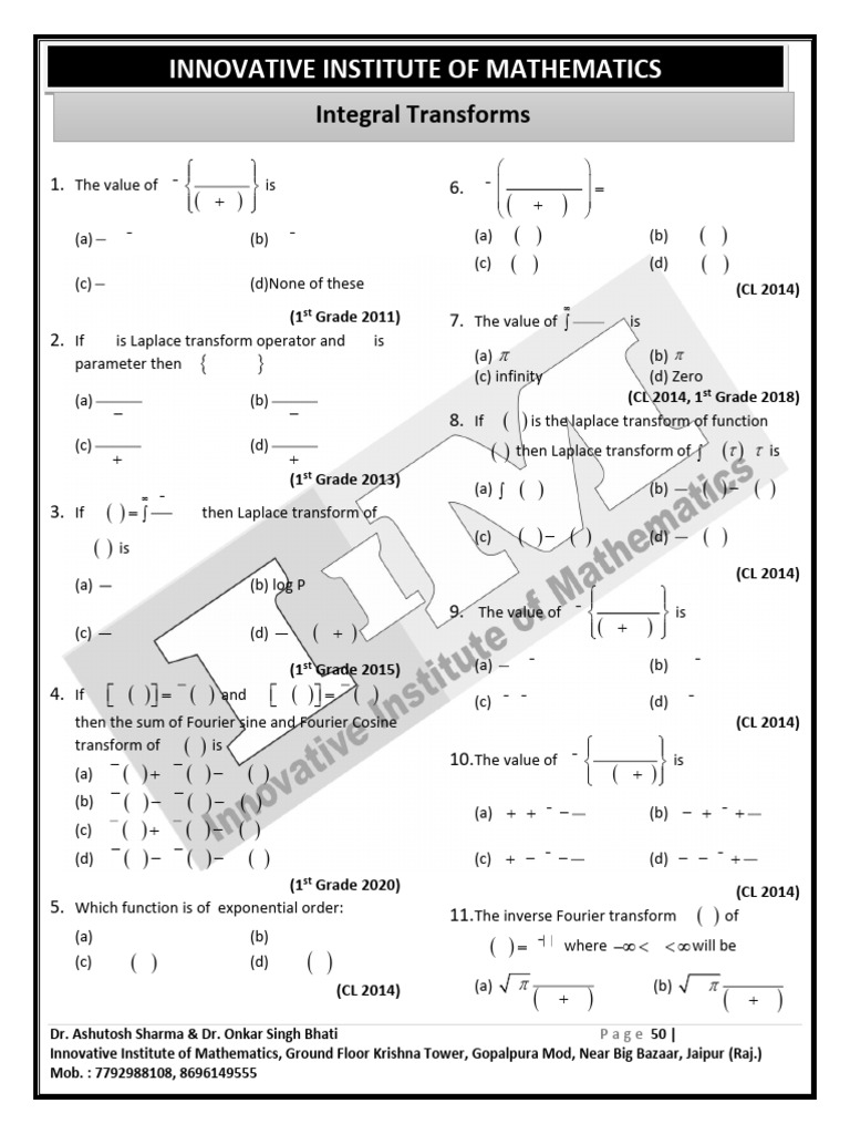 811) (INTEGRAL TRANSFORM) Integral Transforms | PDF