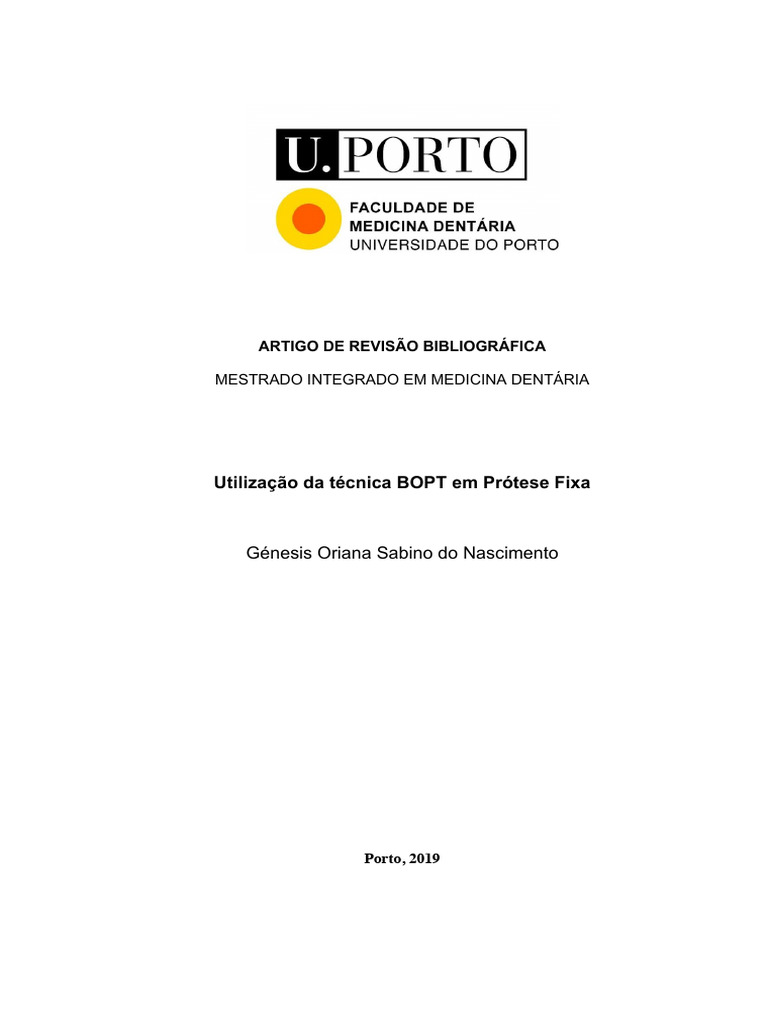 Utilização Da Técnica BOPT em Prótese Fixa | PDF | Dente humano | Autoajuda