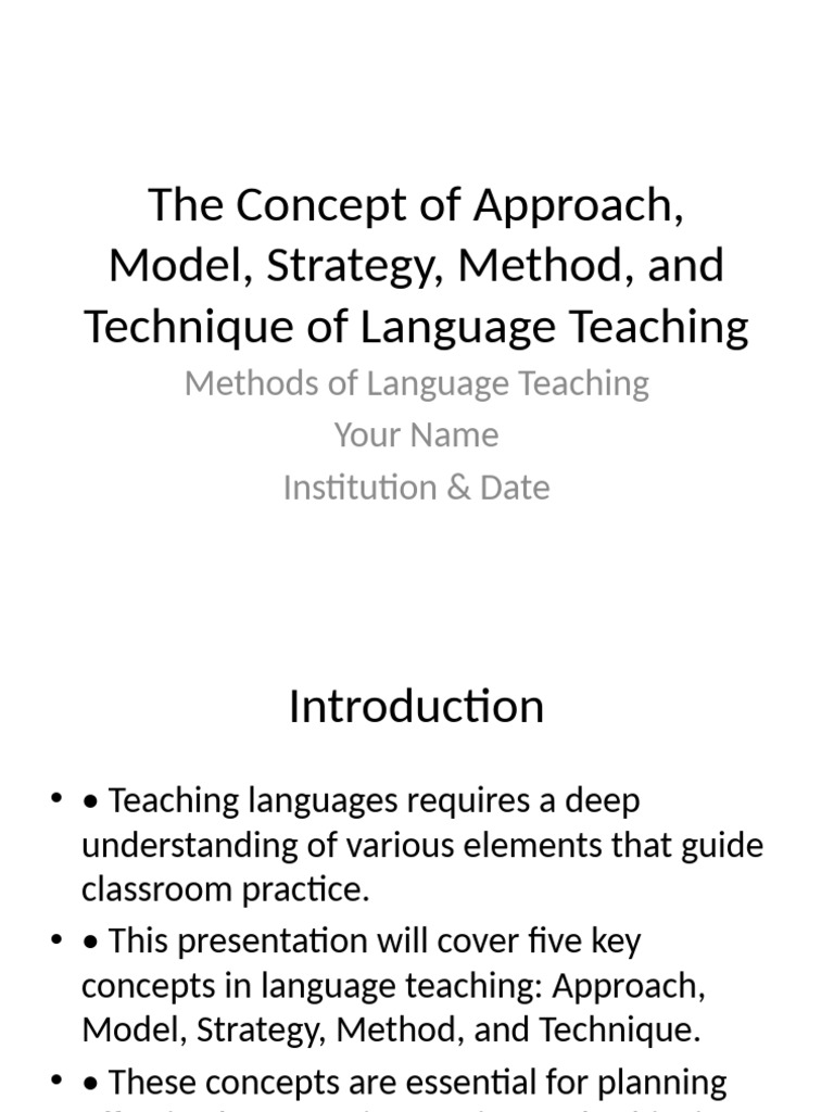 Language Teaching Concepts Presentation | PDF