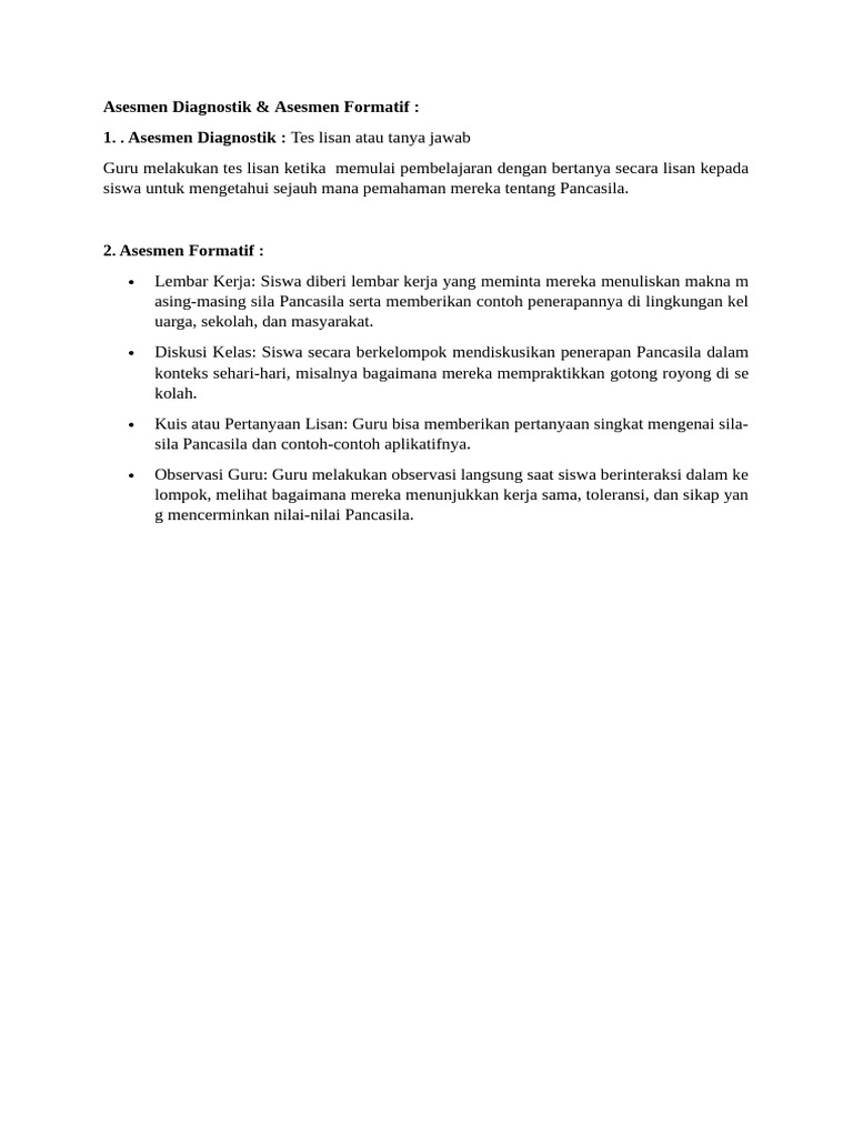 Asesmen Diagnostik & Asesmen Formatif | PDF