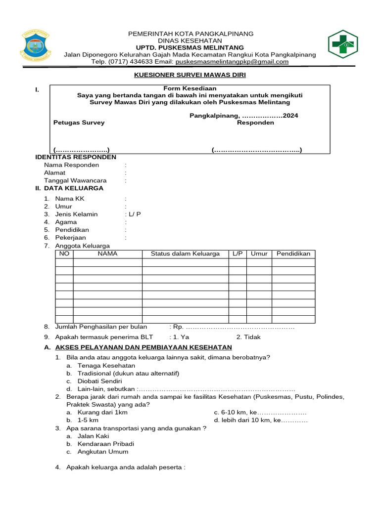 Kuesioner SMD 2024 | PDF | Kesehatan Holistik