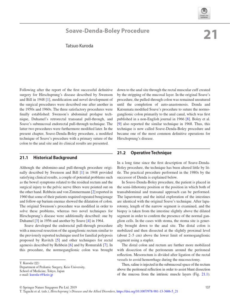 Soave-Denda-Boley Procedure: Tatsuo Kuroda | PDF