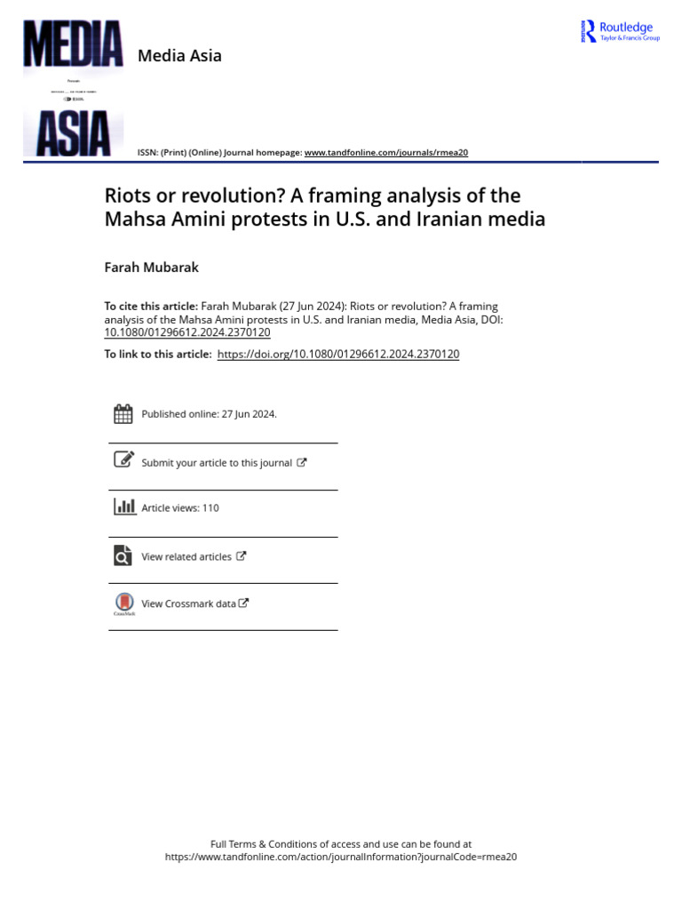 Riots or Revolution A Framing Analysis of The Mahsa Amini Protests in U ...
