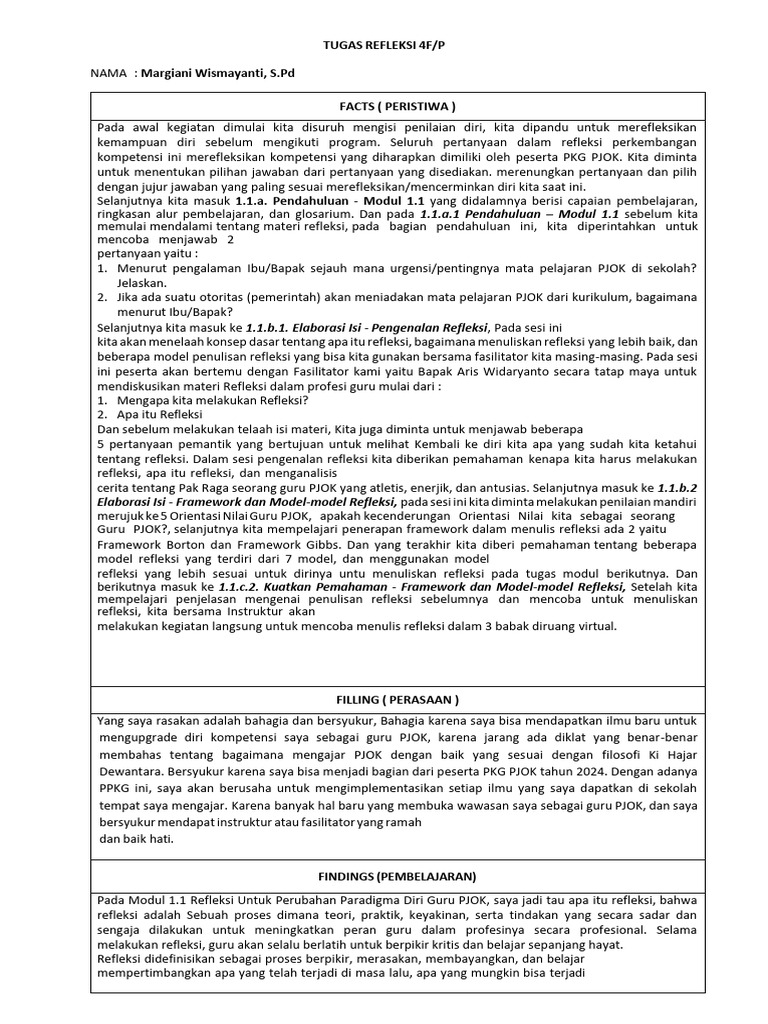 1.1.d.2. Refleksi - Framework Dan Model-Model Refleksi | PDF