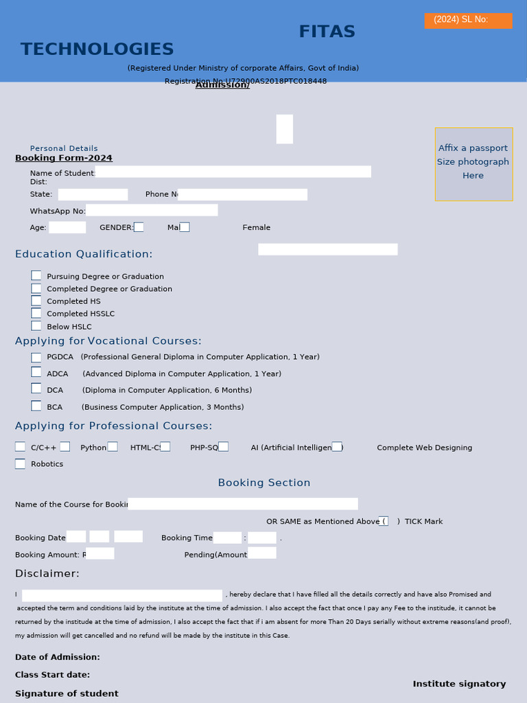 Fitas Tech Form | PDF