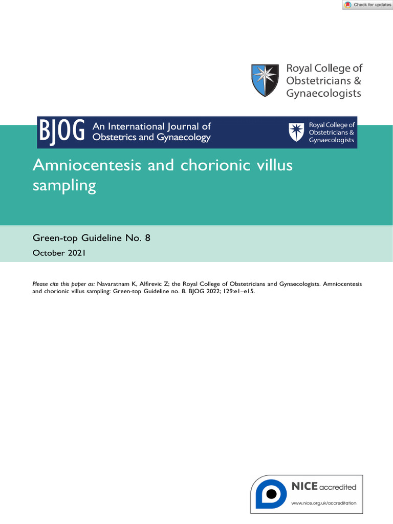 BJOG - 2021 - Navaratnam - Amniocentesis and Chorionic Villus Sampling ...