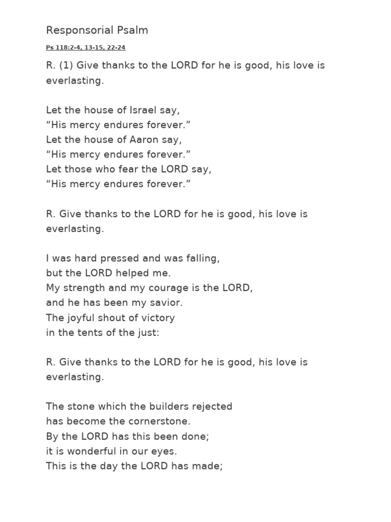 Responsorial Psalm Second Sunday Of Easter Pdf