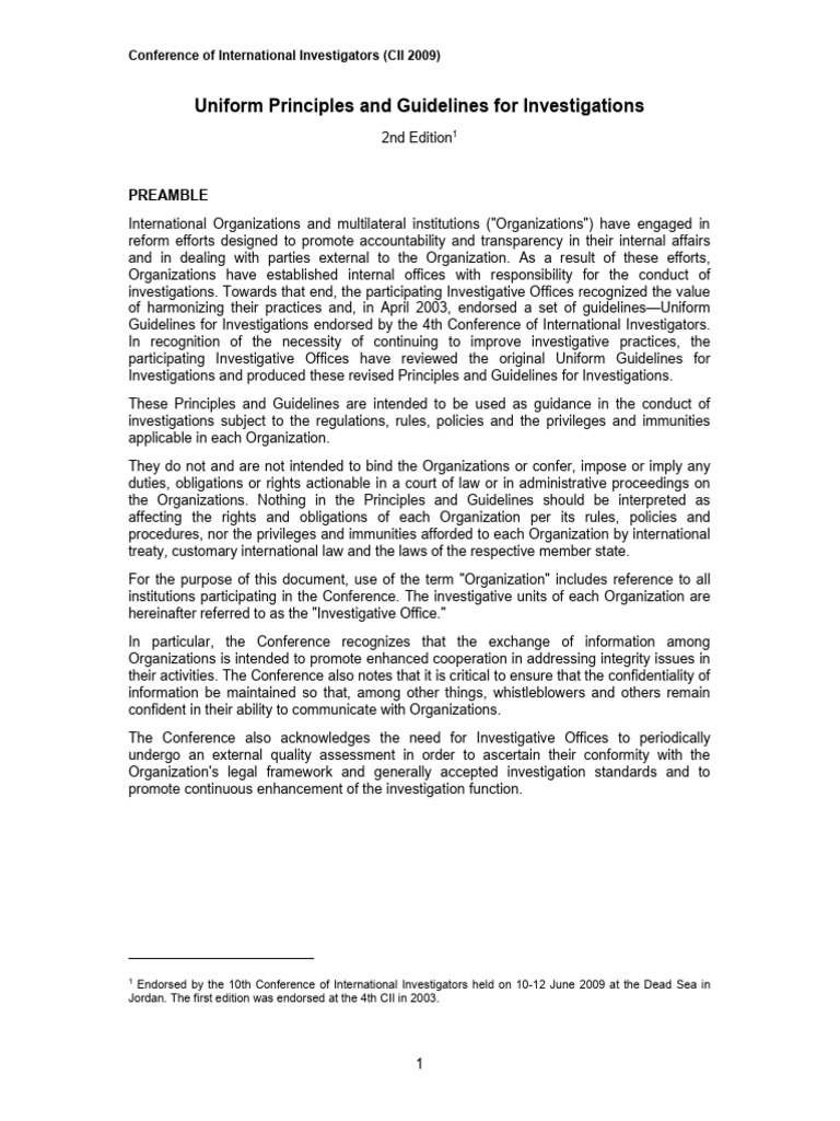 CII Uniform Principles and Guidelines For Investigations 2ed | PDF
