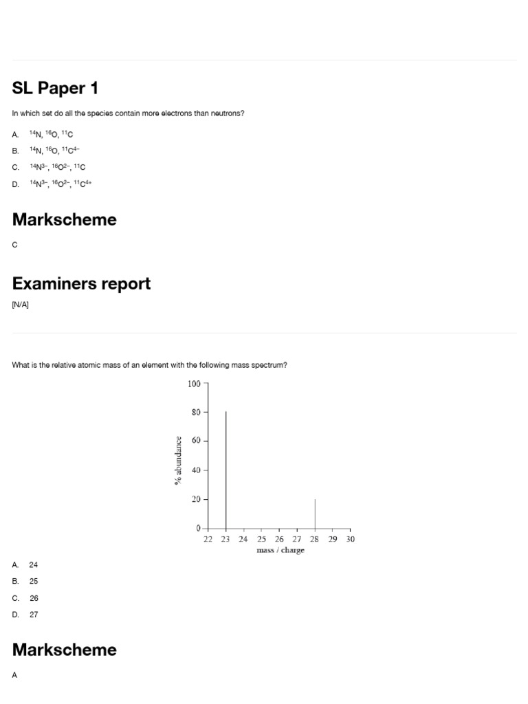 Topic 2 Markscheme SL-paper1 H | PDF