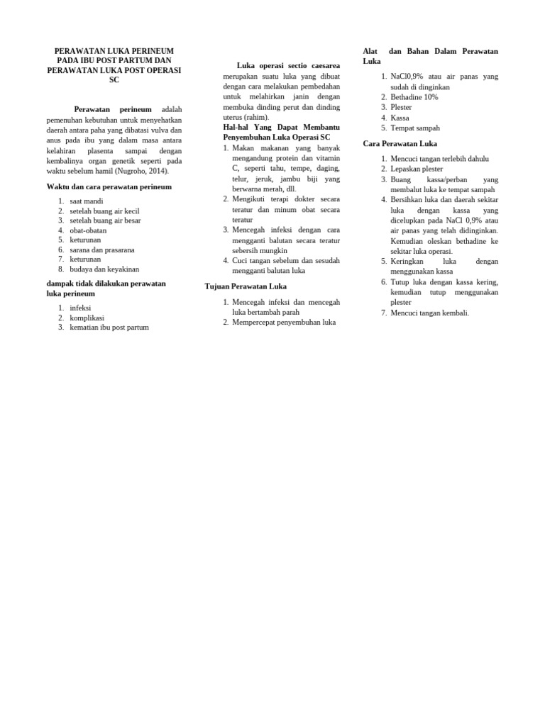 Leaflet Perawatan Luka Perineum Dan SC | PDF