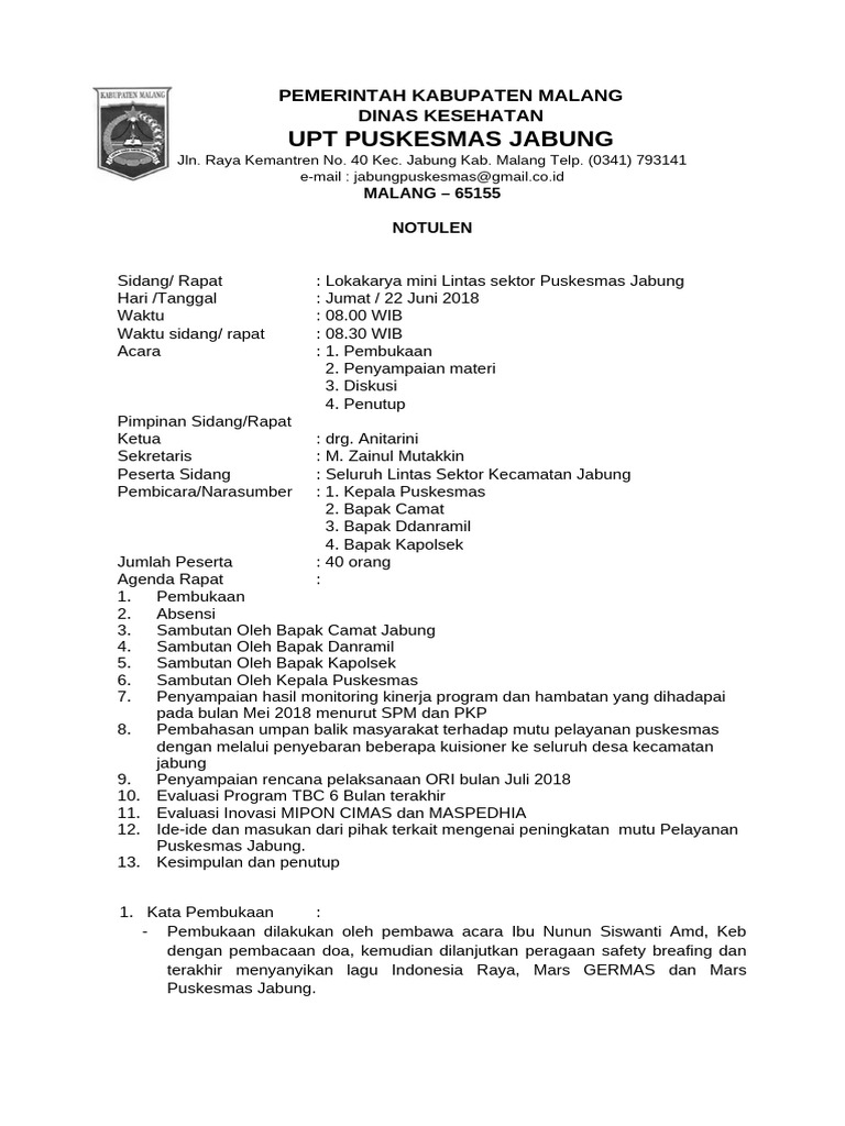 Linsek Juni, Susunan Acara+Notule+Foto | PDF
