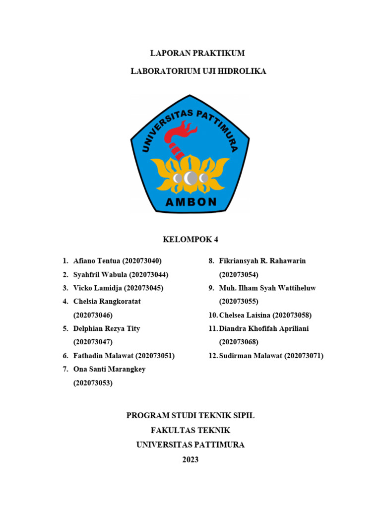 Laporan Uji Hidrolika - Kelompok 4 | PDF