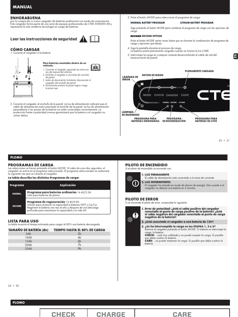 Ct5 Powersport Lithium Manual Low Es Es | PDF