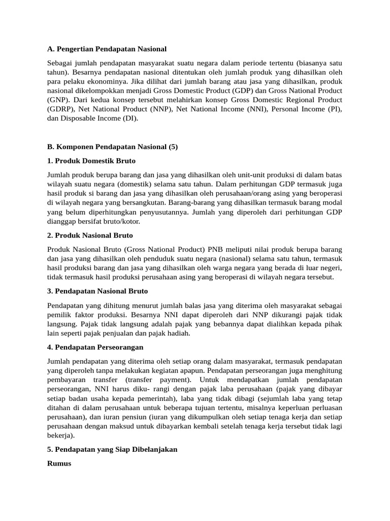 Rumus Pendapatan Nasional dan NNI | PDF | Official Statistics | Business