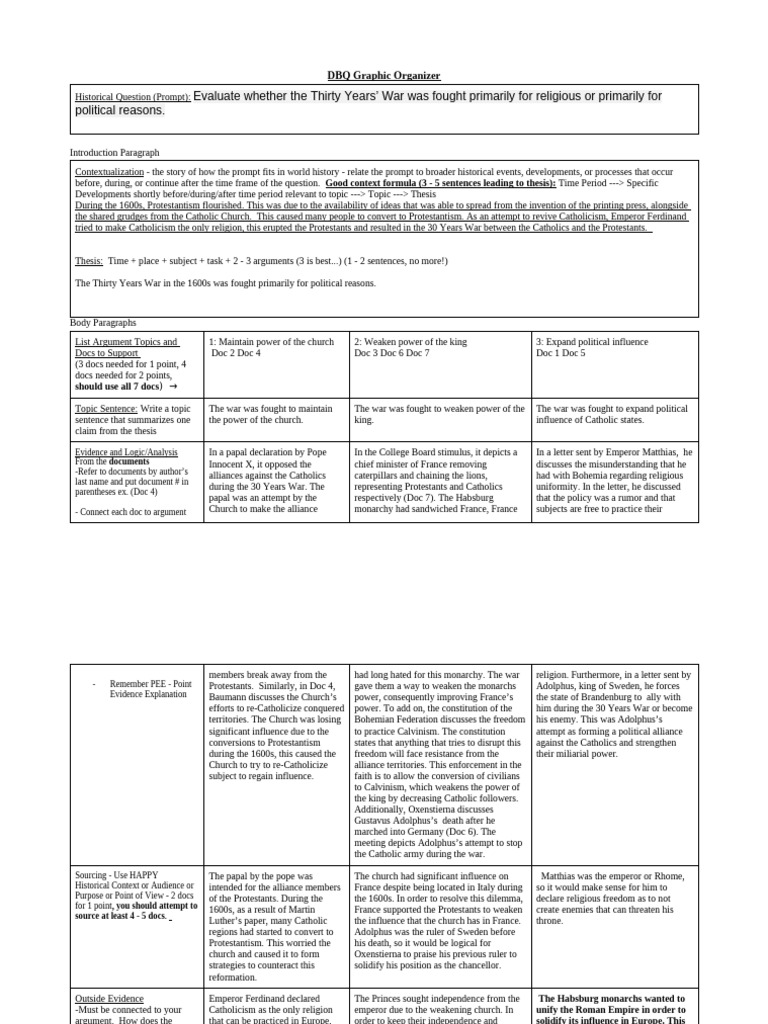 DBQ Graphic Organizer 23 24 | PDF