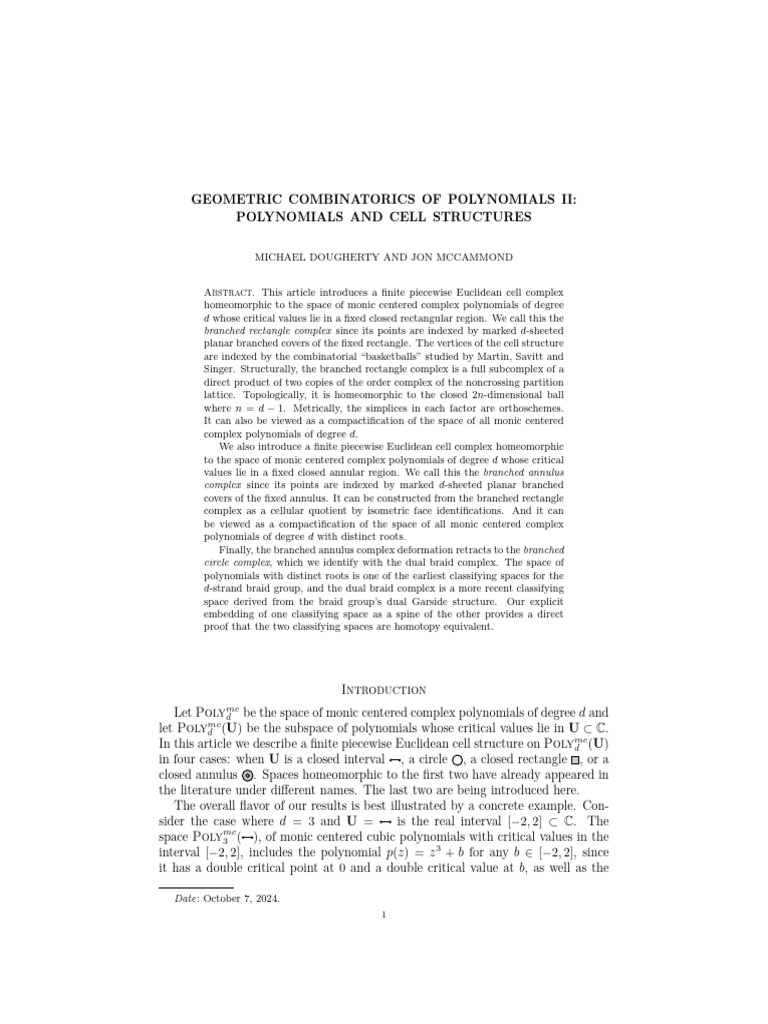 1geometric Combinatorics of Polynomials Ii | PDF | Space | Teaching Methods & Materials