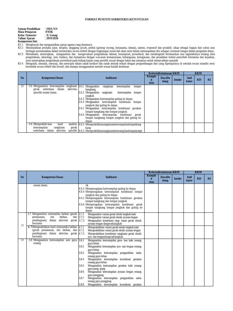 Format Penentuan KKM | PDF
