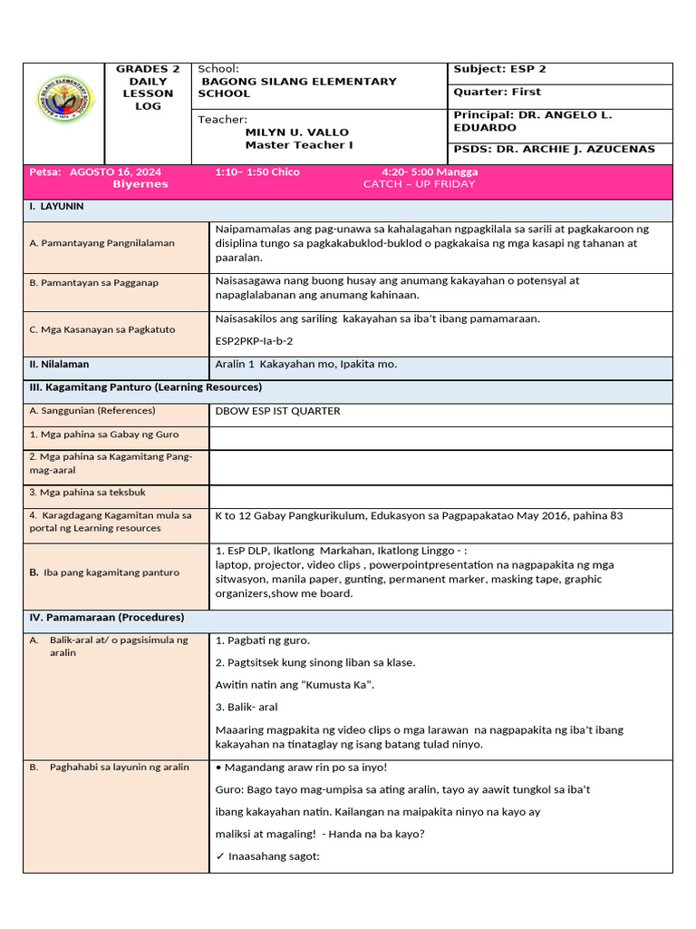 Cuf DLP Esp 2 q1 WK 2 Biyernes | PDF