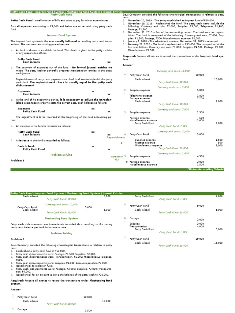 IA1 - 001-Petty Cash Fund (Imprest Fund System, Fluctuating Fund System ...