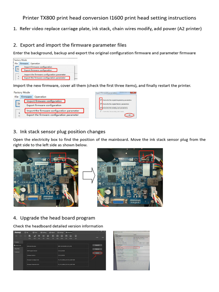 24、Printer TX800 printhead conversion I1600 printhead setting ...