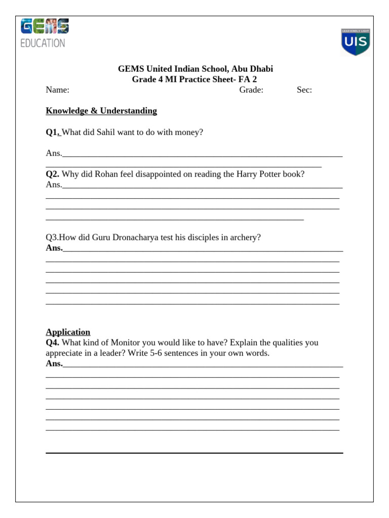 [26595]FA2_-REVISION_SHEETS_and_ANSWER_KEYS-GRADE-4 | PDF