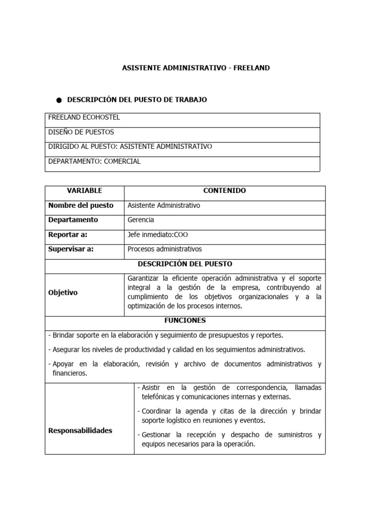 Asistente Adminstrativo - Comercial | PDF