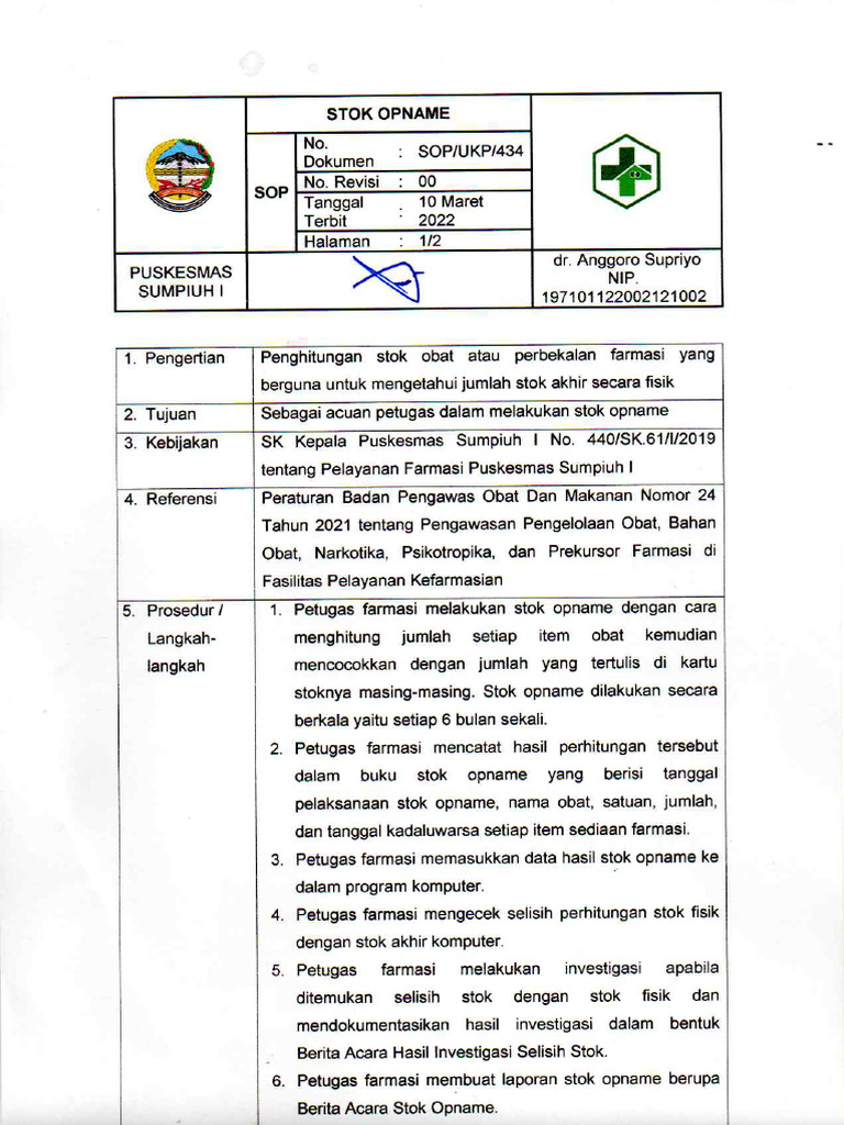 Sop Stok Opname | PDF