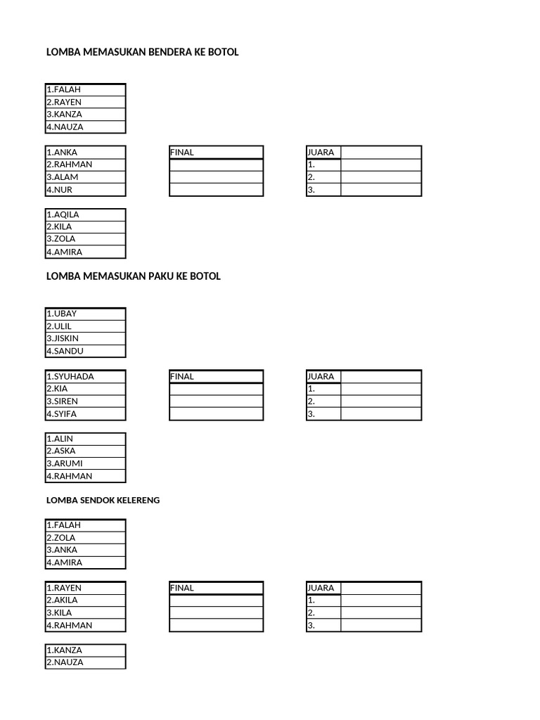 Bagan Lomba Agustus 2024 | PDF