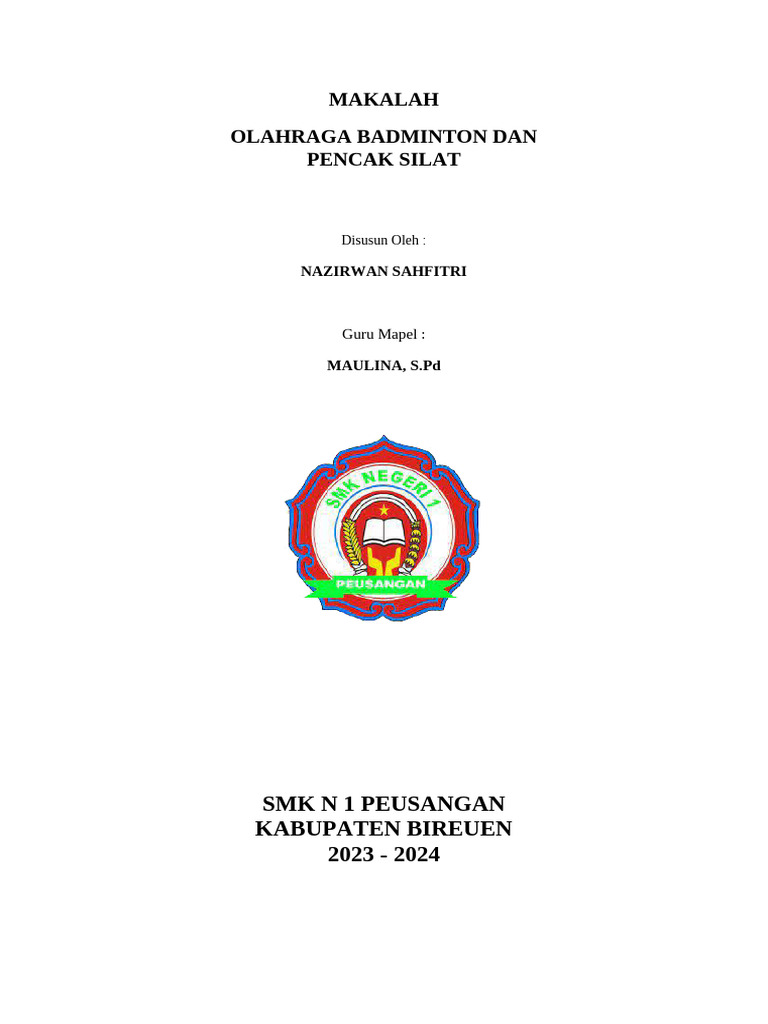 Cover Makalah SMK 1 Peusangan | PDF