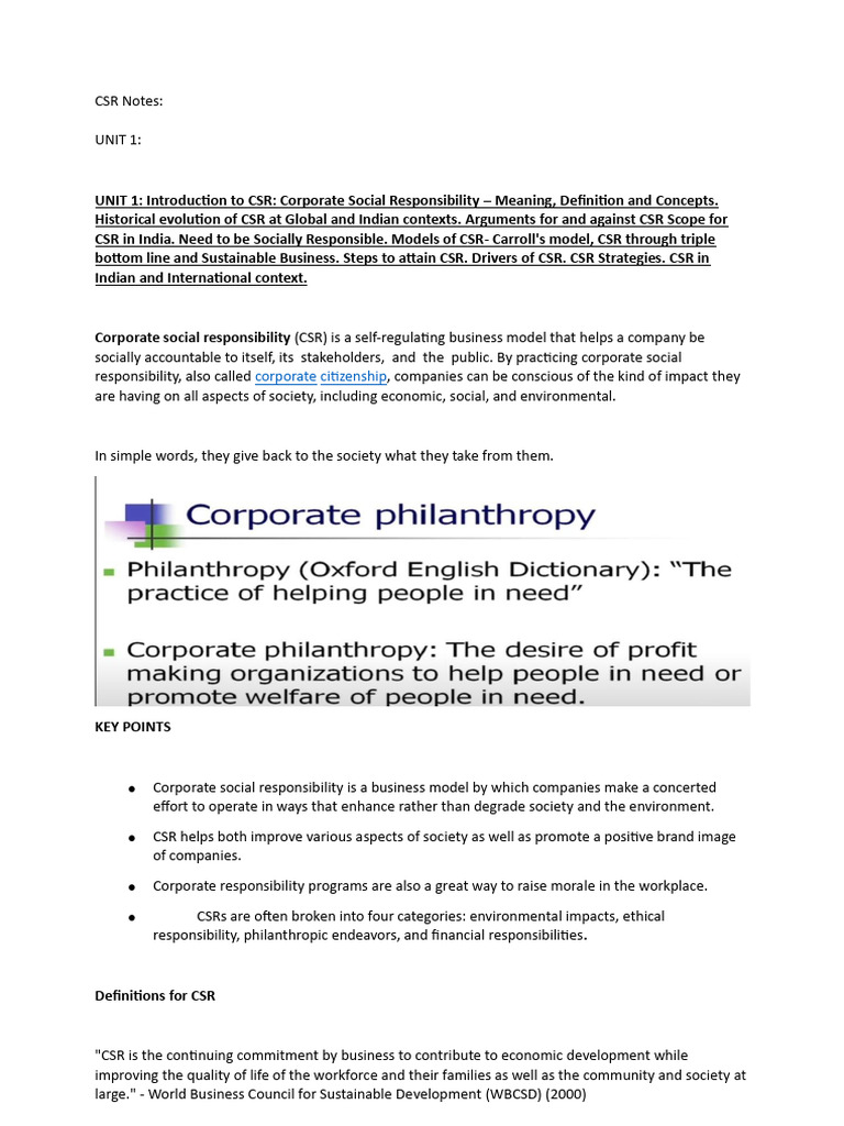 CSR Notes Only U1 and Half U2 | PDF