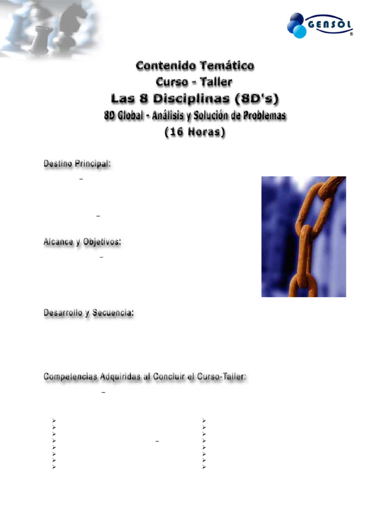 GenSol Temario Las 8 Disciplinas 8Ds 8D Global 16 Horas | PDF ...