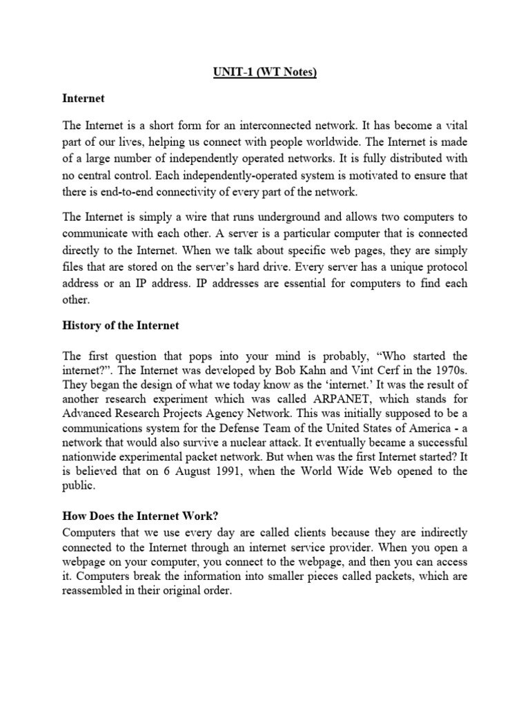 Wt Notes Unit1 Pdf