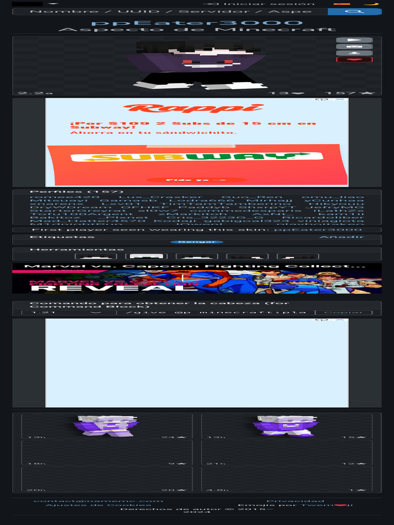 PpEater3000 Aspecto de Minecraft NameMC | PDF