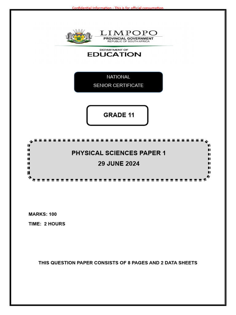 June 2024 Limpopo Grade 11 p1 (Eng) | PDF | Force | Tension (Physics)