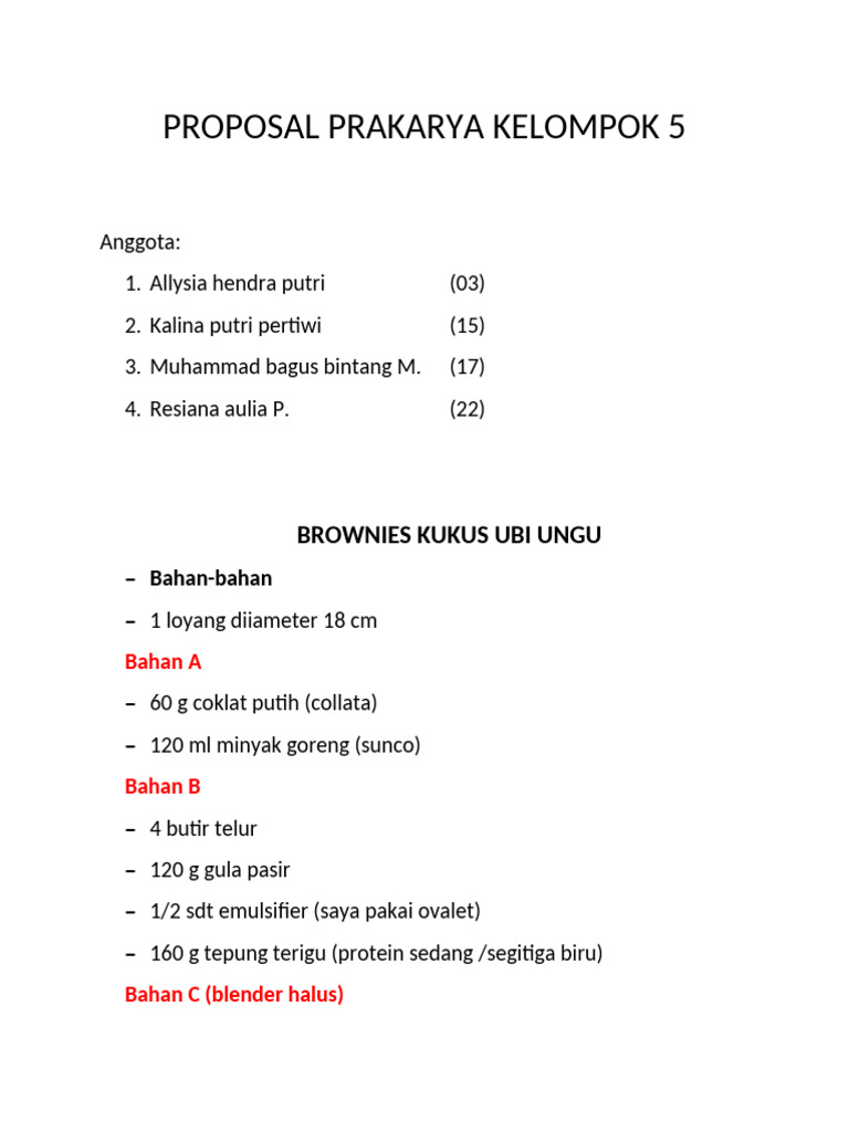 Proposal Prakarya Kelompok 5 | PDF