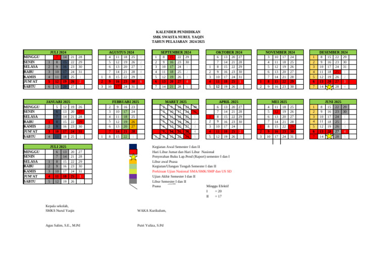 KALENDER PENDIDIKAN SMKS NURYA 24-25 | PDF