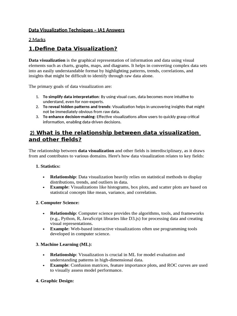 Data Visualization Techniques IA1 Answers | PDF