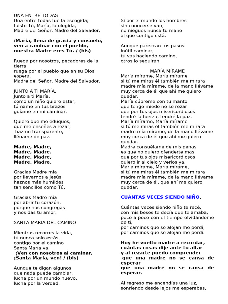 Cantos A La Virgen Maria | PDF | María, madre de Jesús | Intercesión