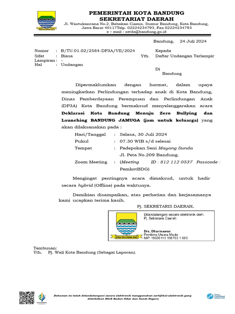 Undangan SETDA Zoom FIX | PDF