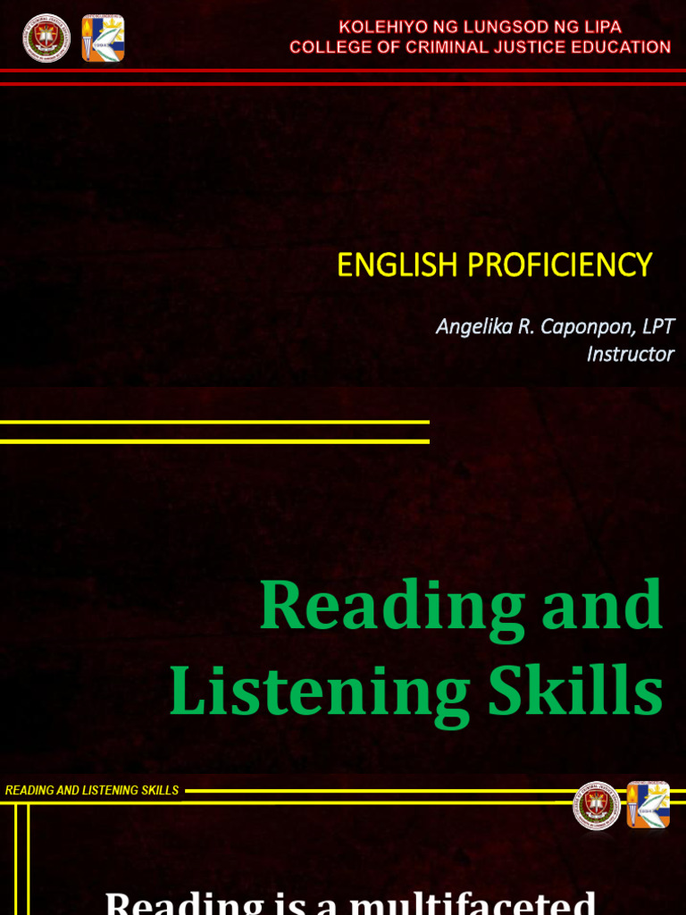 Lesson 2 English Proficiency Reading and Listening Skills | PDF